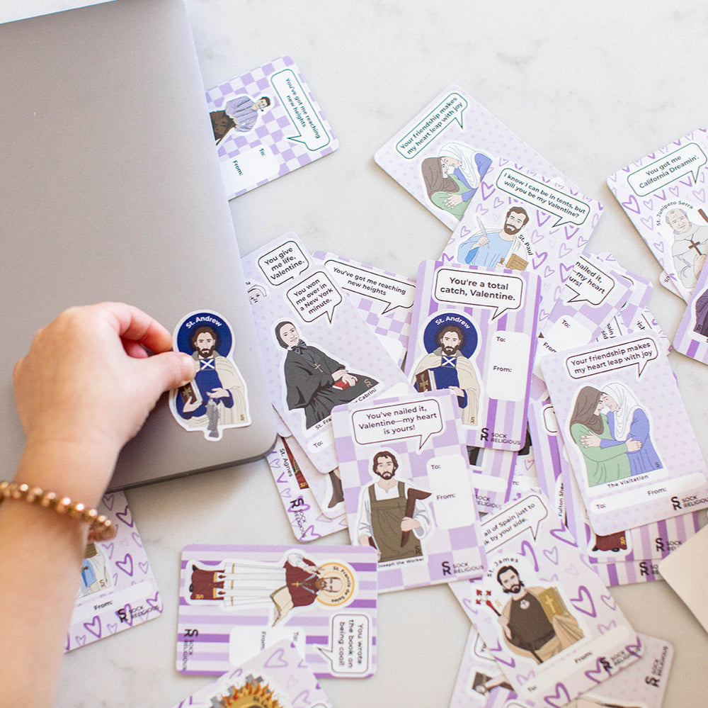 Catholic Valentines Sticker 20-Pack | St. Joseph, St. Gianna and more!