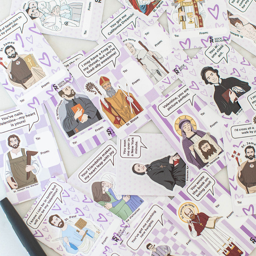 Catholic Valentines Sticker 20-Pack | St. Joseph, St. Gianna and more!