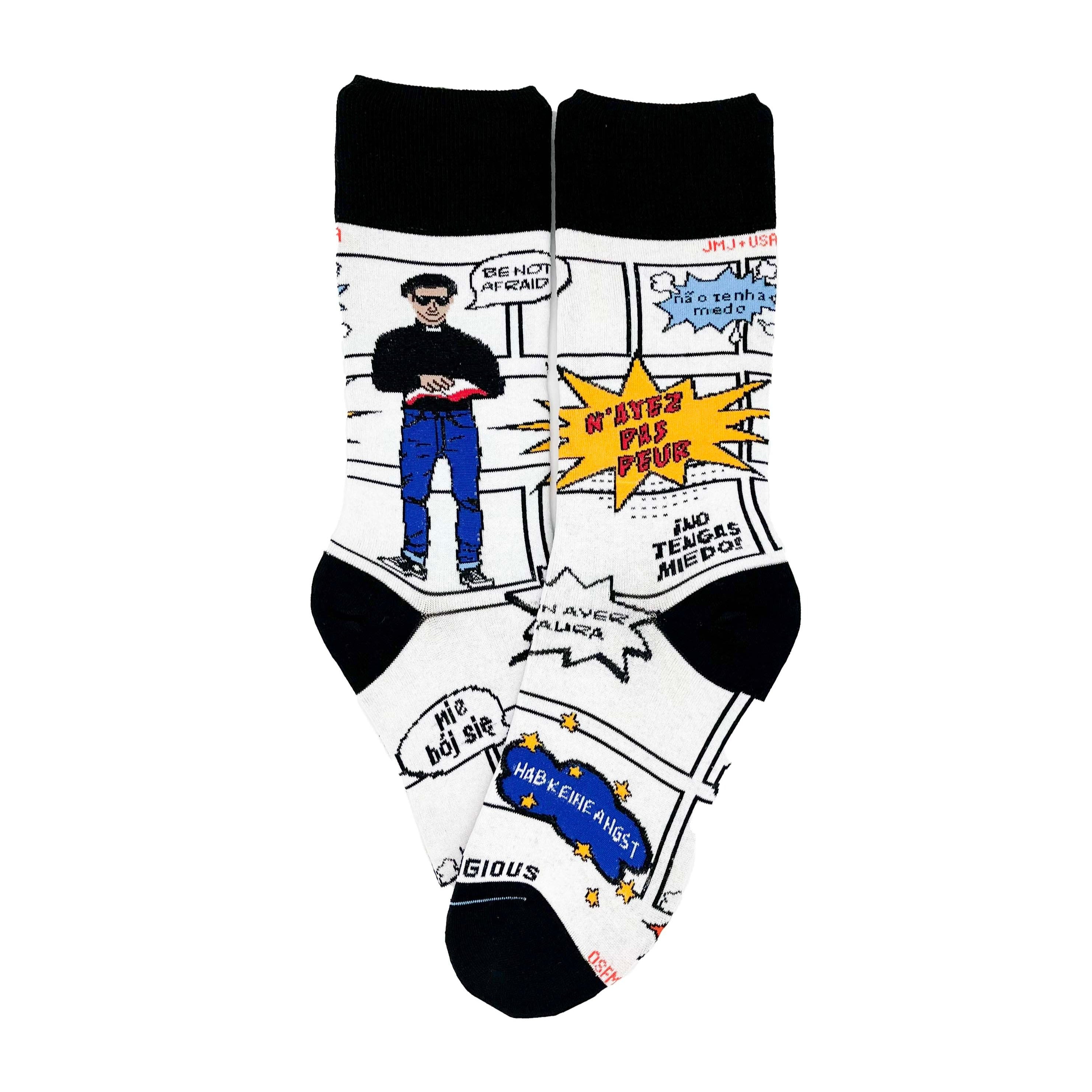 JP II Comic Book Adult Socks | Sock Religious | Lent Socks , Papal ...